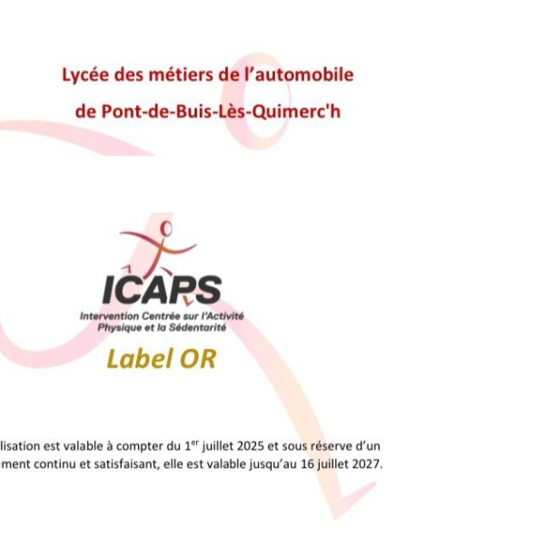 ICAPS : Label Or - Lycée des métiers de l'automobile